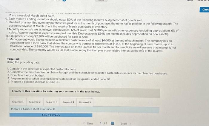 Solved Problem 8-29 (Algo) Completing a Master Budget | Chegg.com