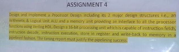 Solved Design and implement a Processor Design including its | Chegg.com