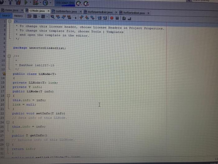 Solved Using only LLNode.java class. Create a demo class | Chegg.com