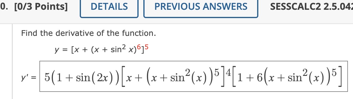 Solved Find the derivative of the | Chegg.com