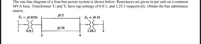 Solved The one-line diagram of a four-bus power system is | Chegg.com