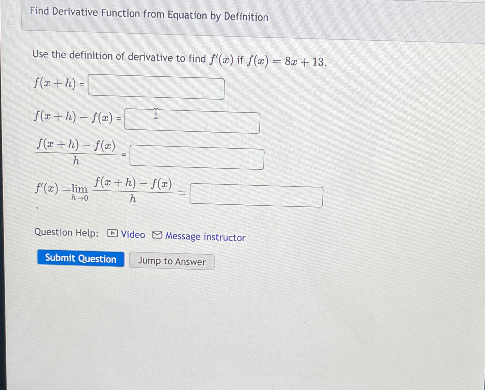 Solved Find Derivative Function From Equation By