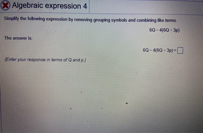 Solved Simplify the following expression by removing | Chegg.com