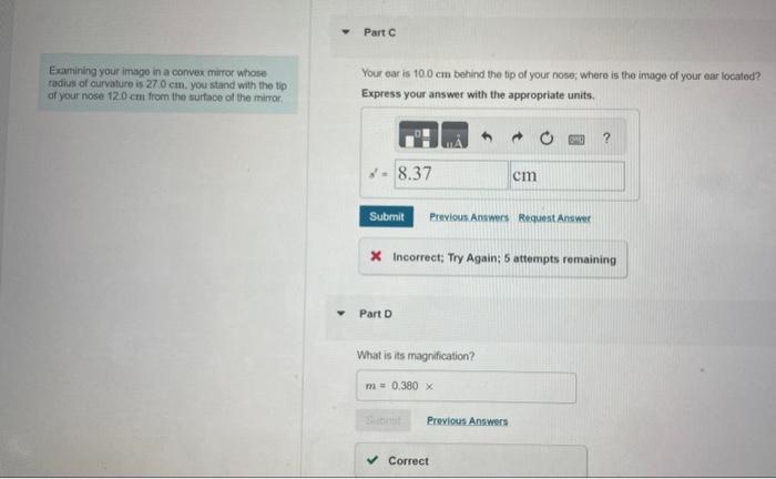 Solved Where is the image of your nose located? Express your | Chegg.com