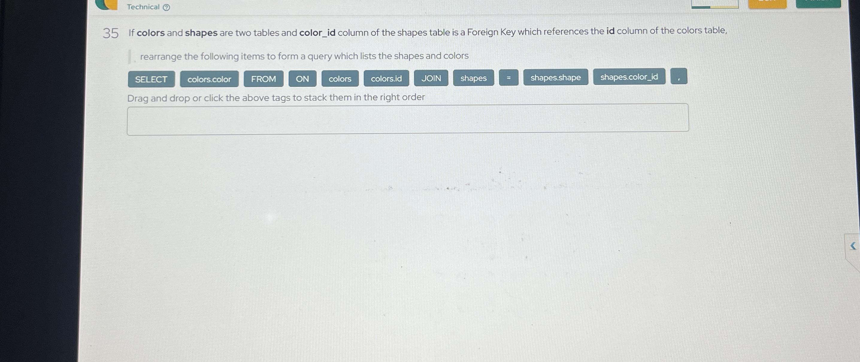 Solved Technical (3)35 ﻿If colors and shapes are two tables | Chegg.com