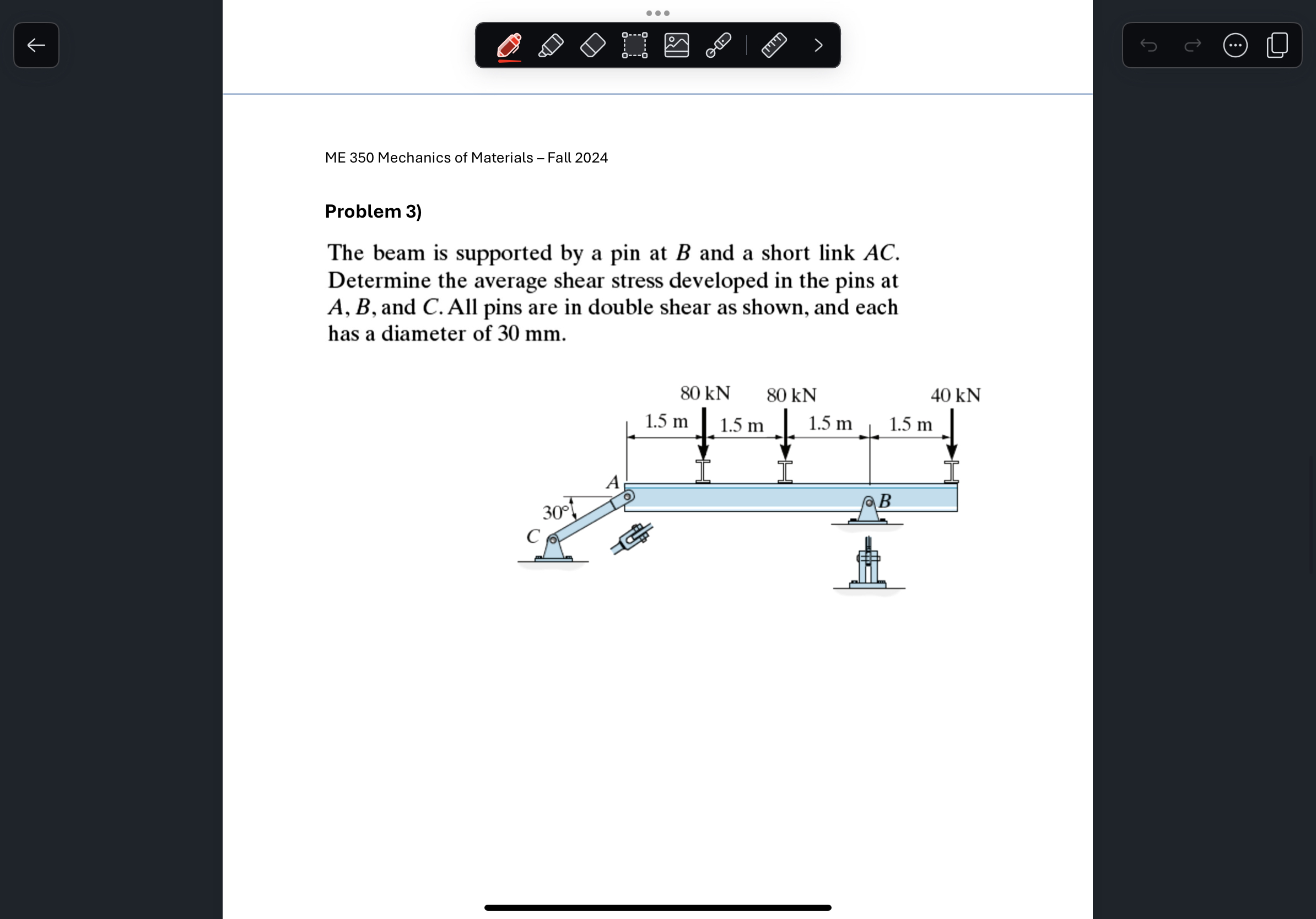 Solved ME 350 ﻿Mechanics of Materials - ﻿Fall 2024Problem | Chegg.com