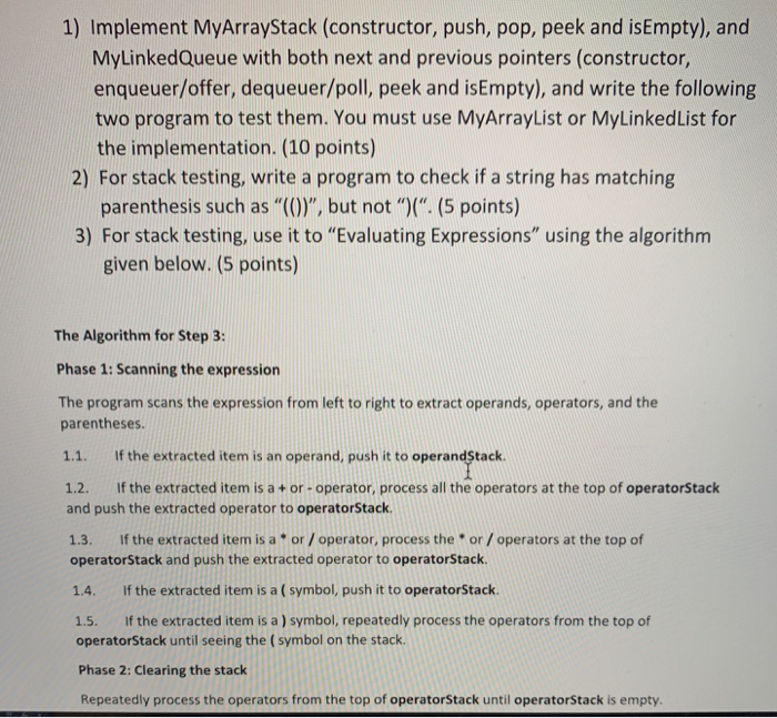 Solved 1) Implement MyArrayStack (constructor, push, pop, | Chegg.com