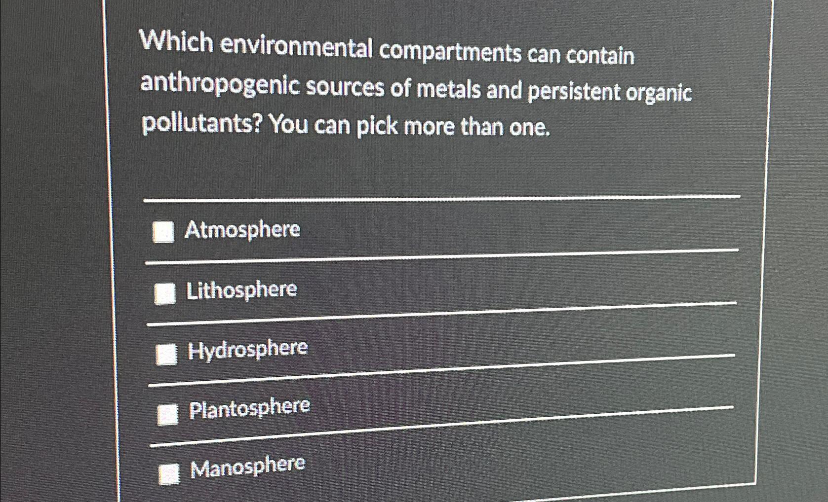 Solved Which environmental compartments can contain | Chegg.com