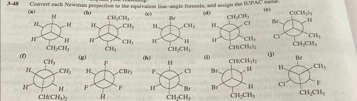 Solved 3-48 Convert ench Newman projection to the equivalent | Chegg.com