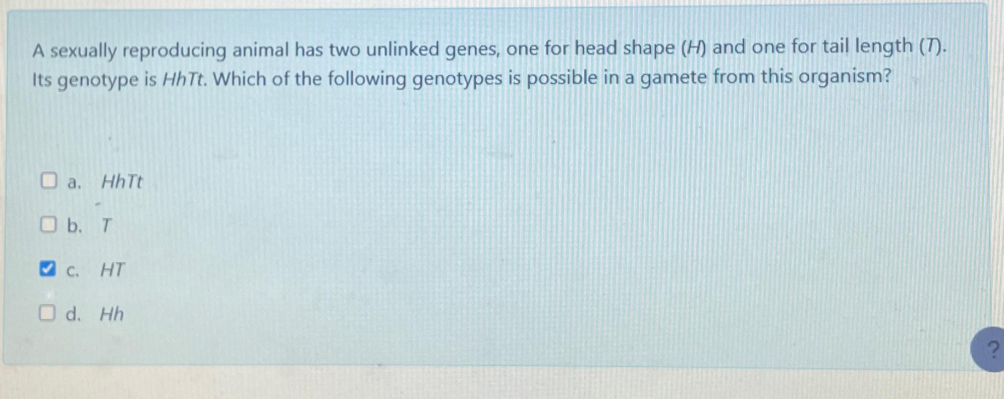 Solved A sexually reproducing animal has two unlinked genes, | Chegg.com