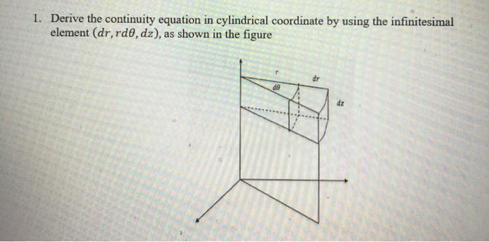Solved 1. Derive the continuity equation in cylindrical | Chegg.com