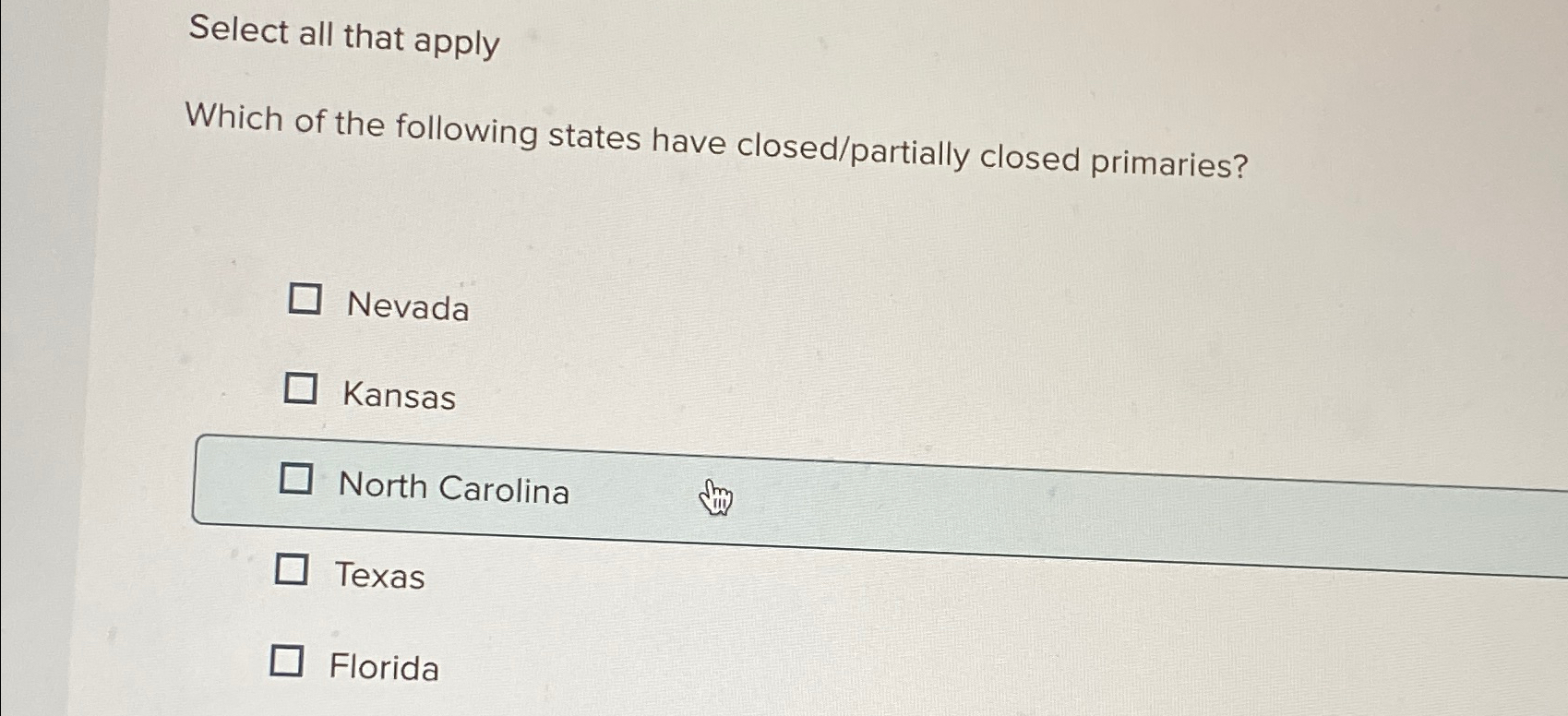 Solved Select all that applyWhich of the following states | Chegg.com