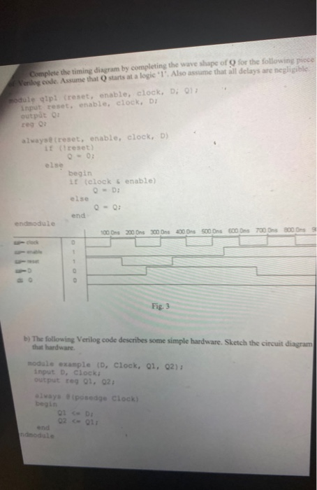 Solved Complete the timing diagram by completing the wave | Chegg.com