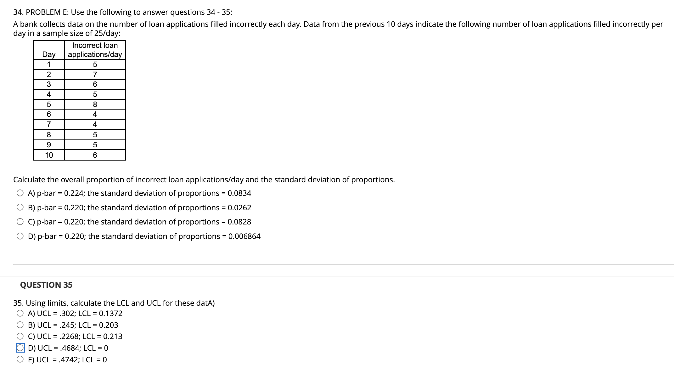 Solved PROBLEM E: Use the following to ﻿answer questions | Chegg.com