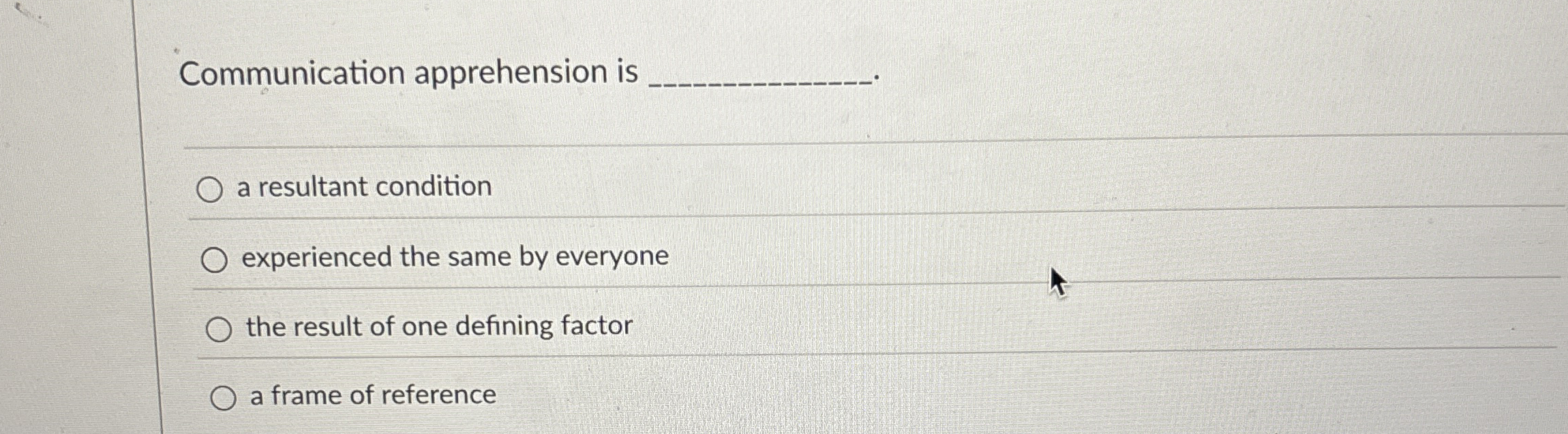 Solved Communication apprehension is q,a resultant | Chegg.com