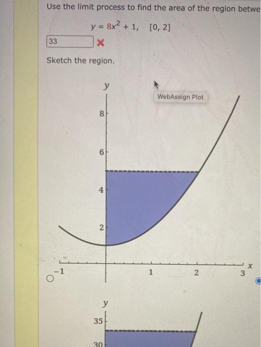 Solved Use the limit process to find the area of the region | Chegg.com