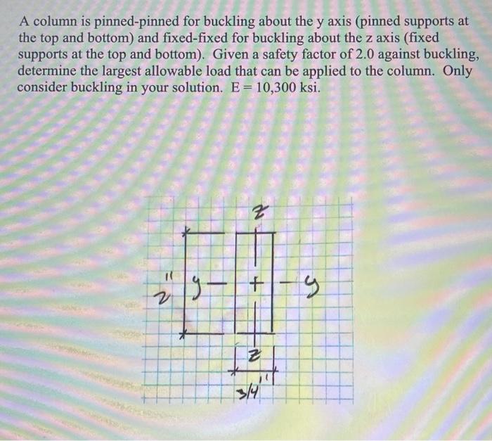 Solved A column is pinned-pinned for buckling about the y | Chegg.com