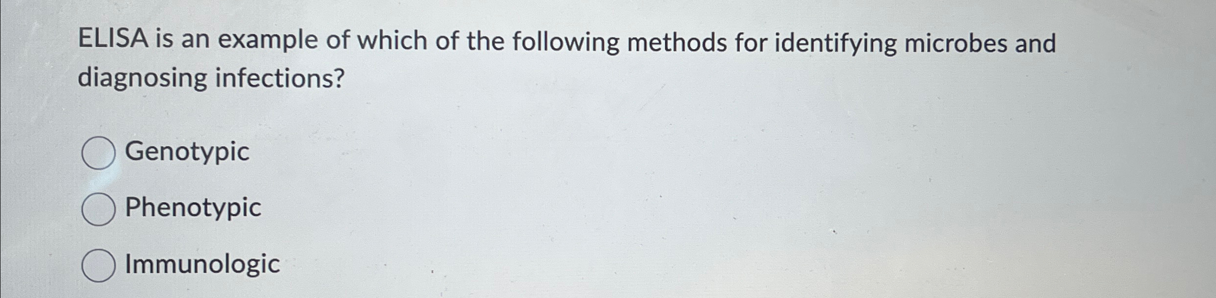 Solved ELISA is an example of which of the following methods | Chegg.com