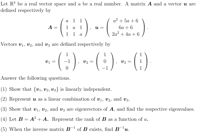 Solved Let R3 ﻿be a real vector space and a ﻿be a real | Chegg.com