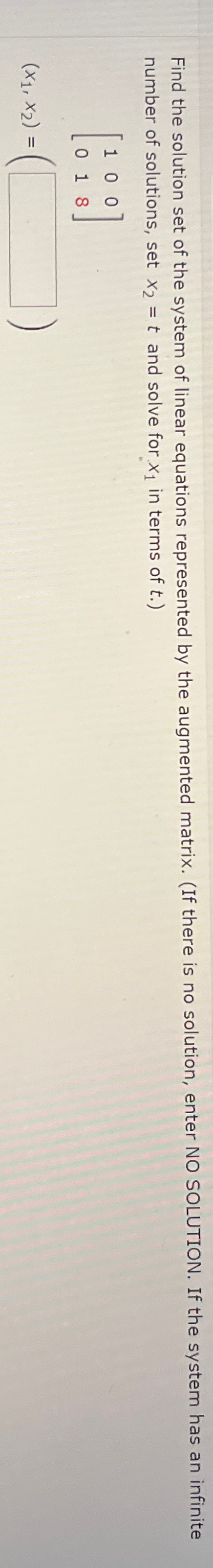 Solved Find the solution set of the system of linear | Chegg.com