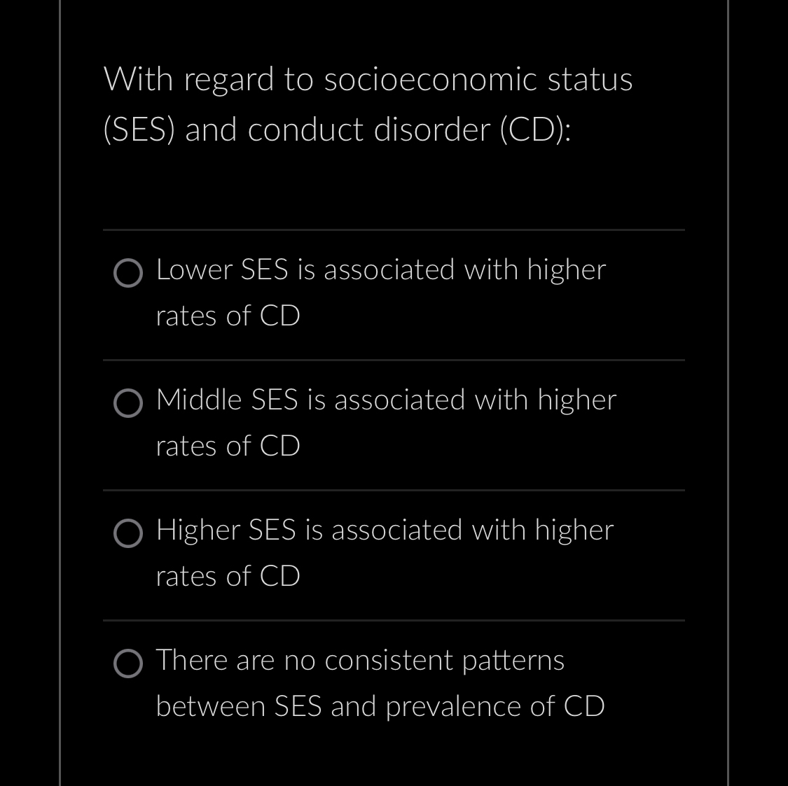 Solved With regard to socioeconomic status (SES) ﻿and | Chegg.com