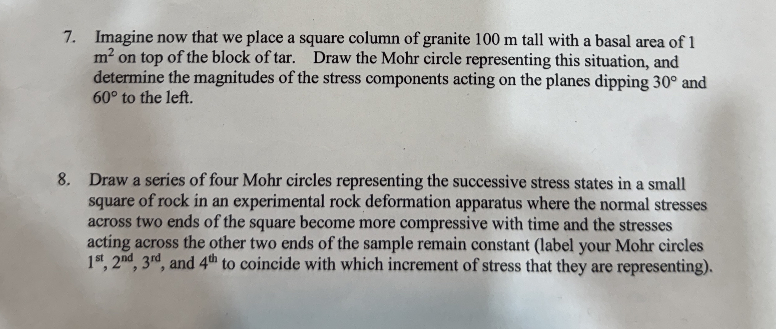 Solved Imagine now that we place a square column of granite | Chegg.com