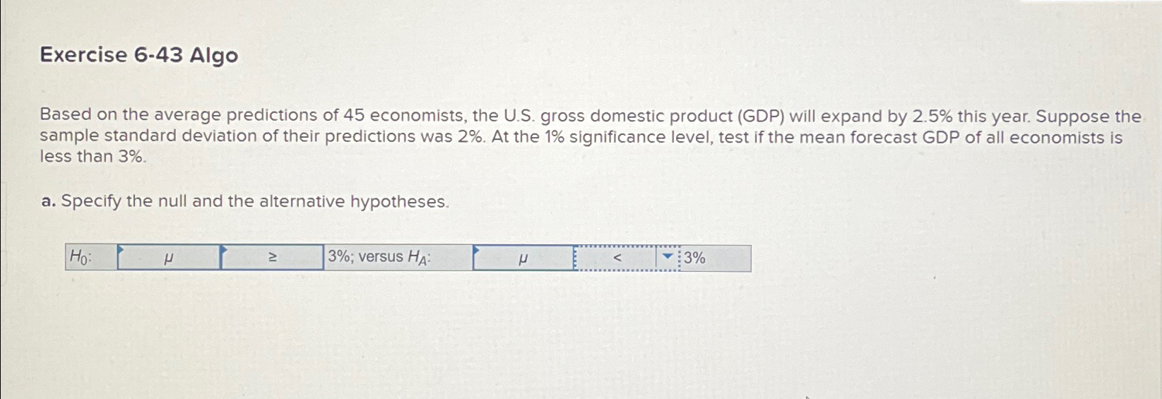 Solved Exercise 6-43 ﻿AlgoBased on the average predictions | Chegg.com