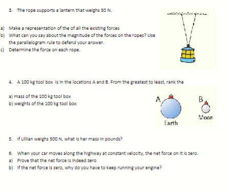 Solved The rope supports a lantern that welghs 50N.a) ﻿Make | Chegg.com