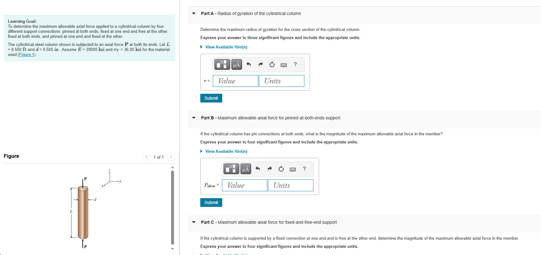 Solved Learning Goal: To determine the maximum allowable | Chegg.com