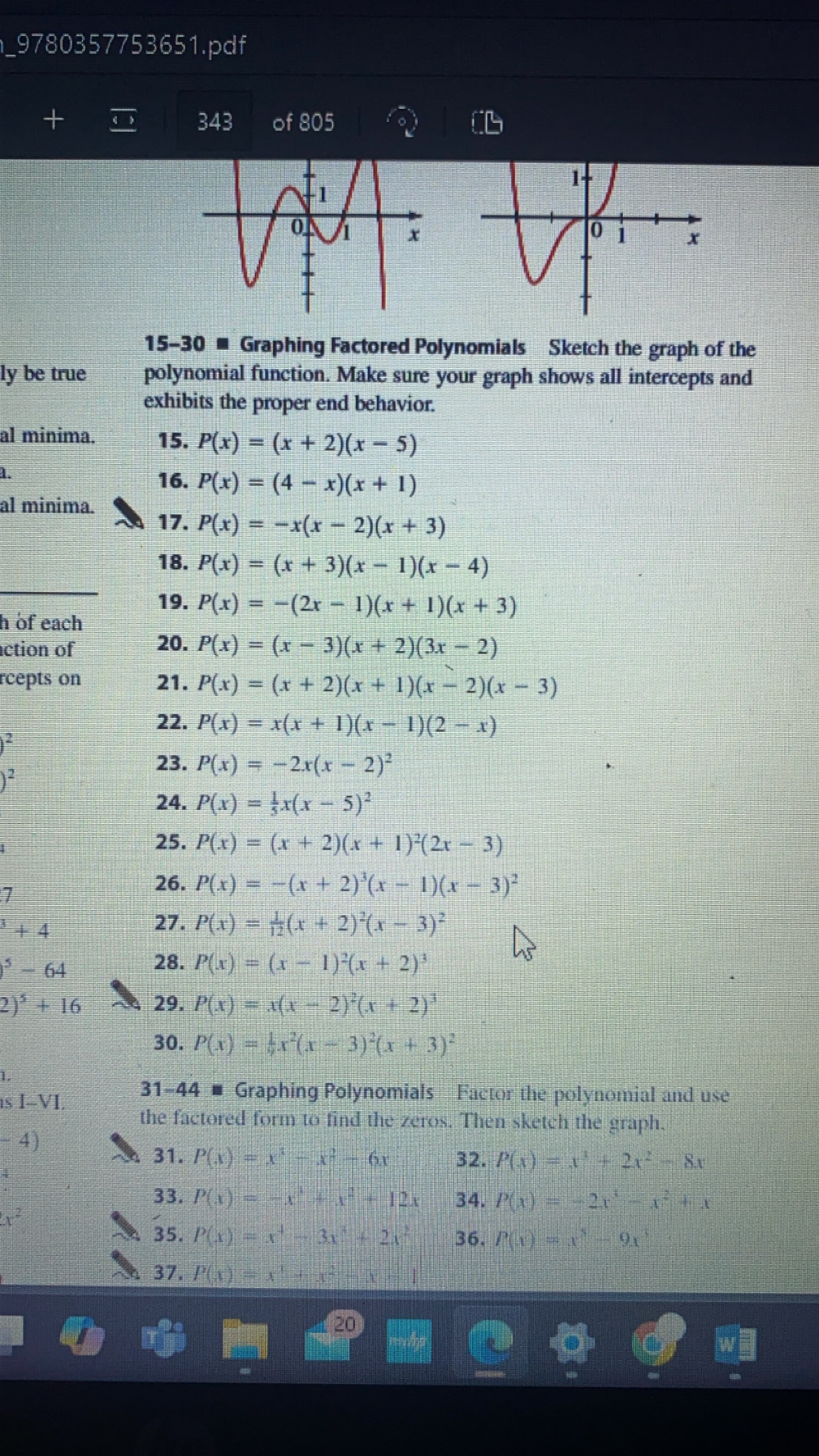 Solved 15-30 = ﻿Graphing Factored Polynomials Sketch the | Chegg.com