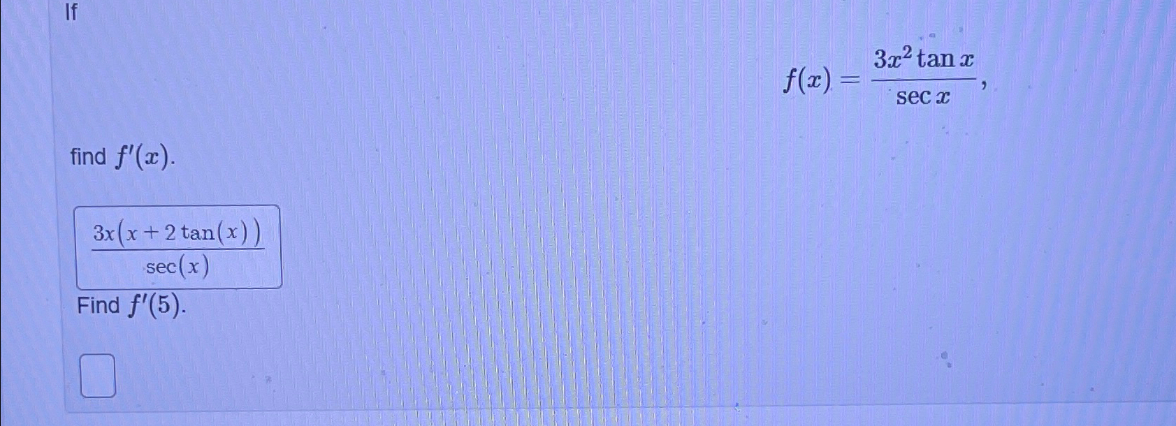 Solved F X 3x2tanxsecxfind F X 3x X 2tan X Sec X Find