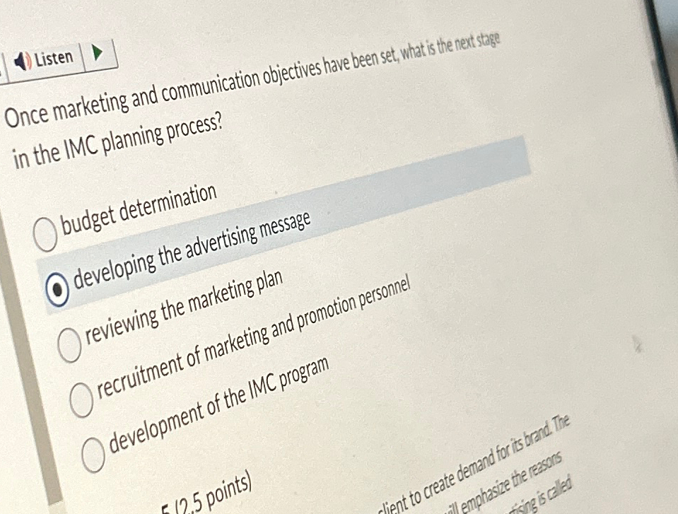 Solved ListenOnce marketing and communication objectives | Chegg.com