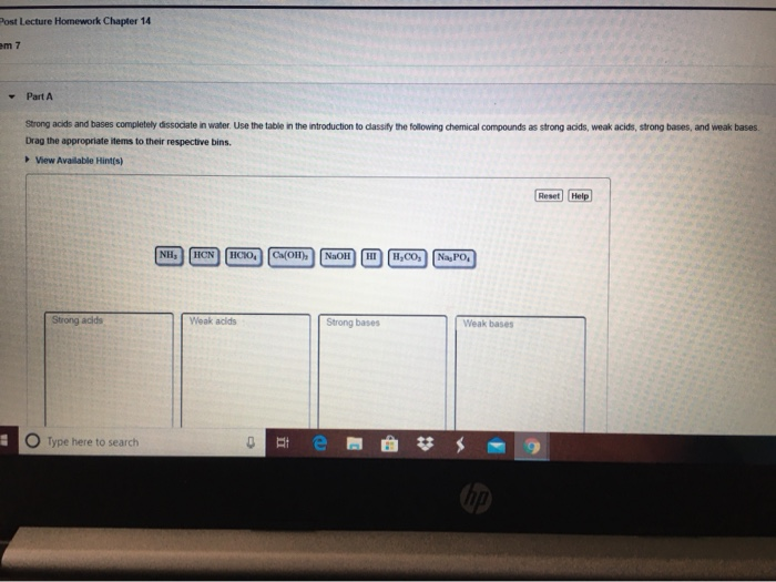 Solved Post Lecture Homework Chapter 14 am 7 Part A Strong | Chegg.com
