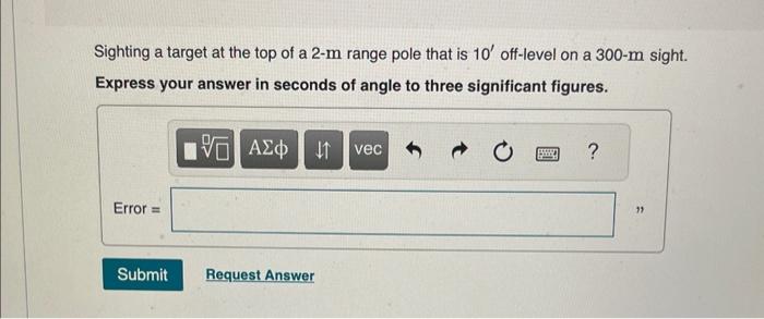 Solved Sighting a target at the top of a 2 meter range poll | Chegg.com