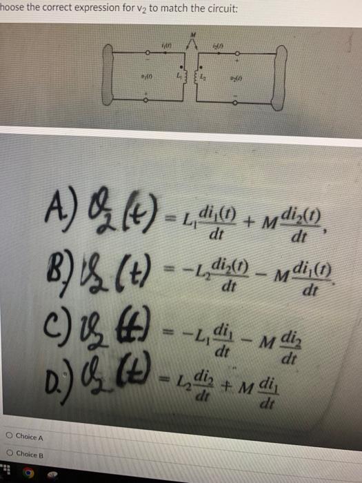 Solved A) θ2(t)=L1dtd1(t)+Mdtdi(t). C) v2(t). D.) Q2(t)−2d | Chegg.com