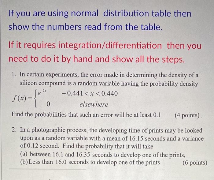 Solved If you are using normal distribution table then show | Chegg.com