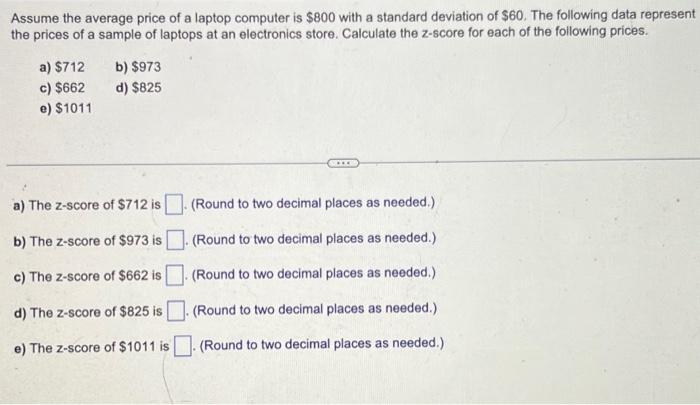 Solved Assume the average price of a laptop computer is $800 | Chegg.com