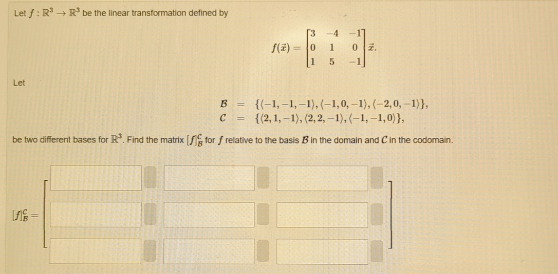 Solved Let f:R3→R3 ﻿be the linear transformation defined | Chegg.com