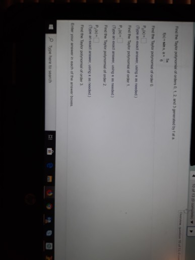 Solved Find the Taylor polynoma of orders 0 1. 2 and 3 | Chegg.com