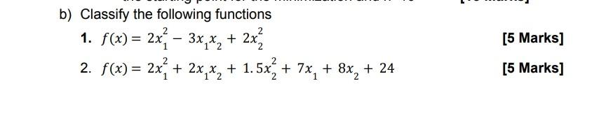Solved b) Classify the following functions 1. | Chegg.com