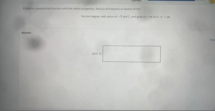 Solved Construct a polynomial function with the stated | Chegg.com