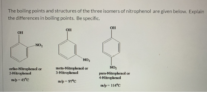Solved The boiling points and structures of the three | Chegg.com