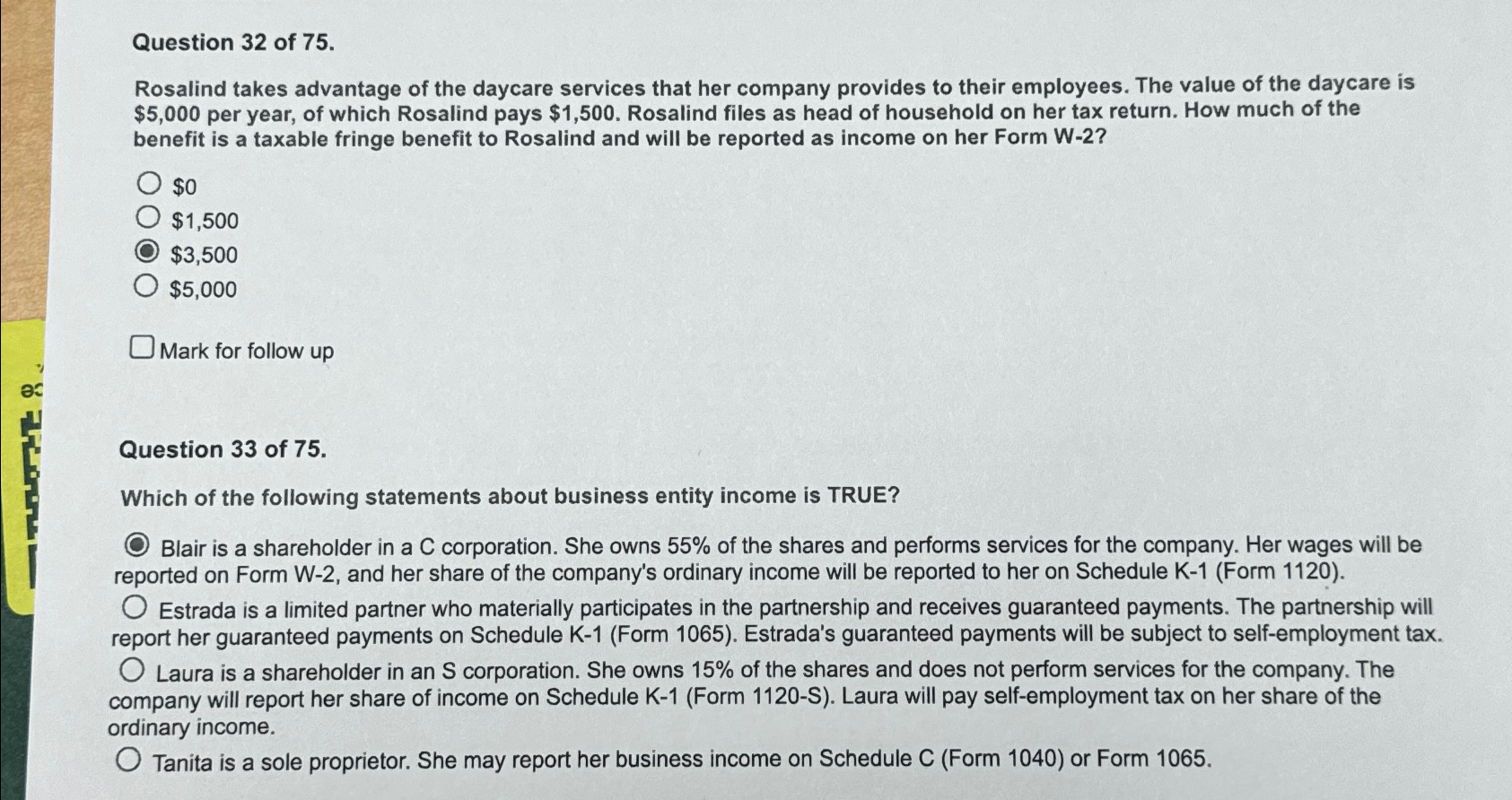 Solved Question 32 ﻿of 75.Rosalind takes advantage of the | Chegg.com