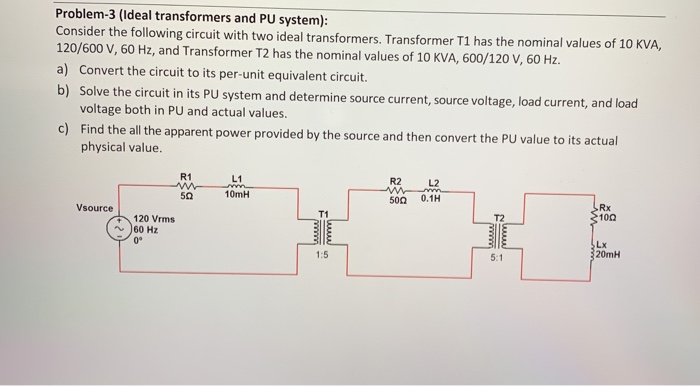 Solved Problem-3 (ideal transformers and PU system): | Chegg.com