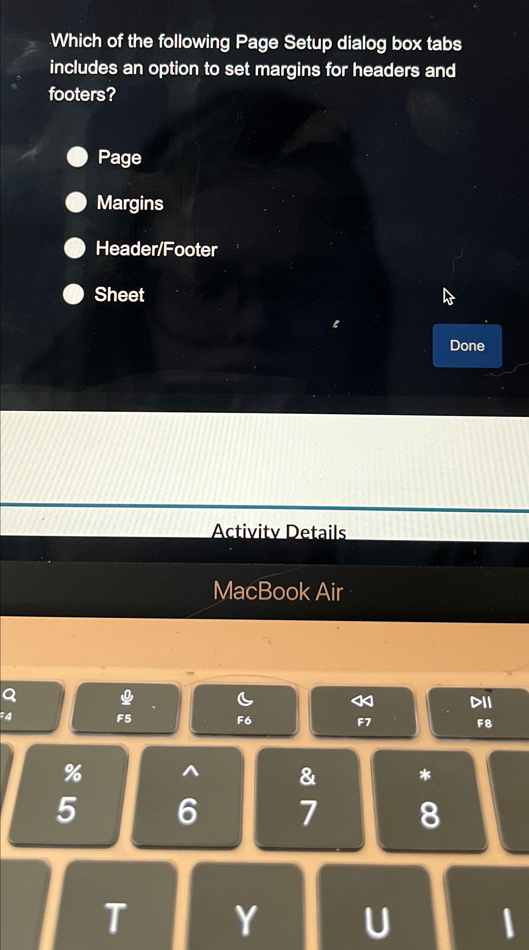 Solved Which of the following Page Setup dialog box tabs | Chegg.com