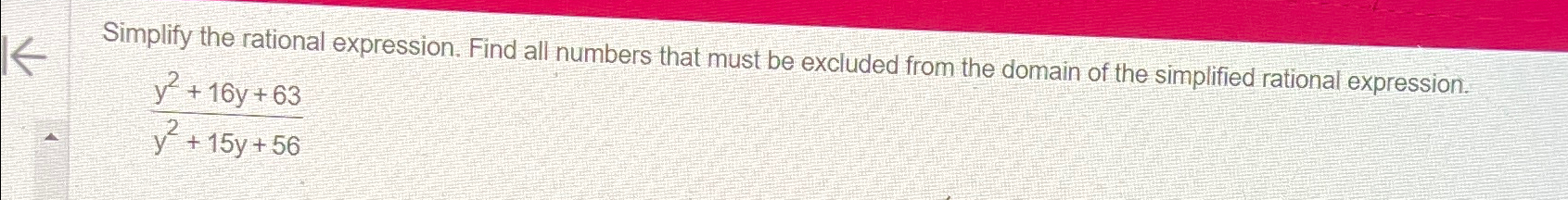 Solved Simplify the rational expression. Find all numbers | Chegg.com