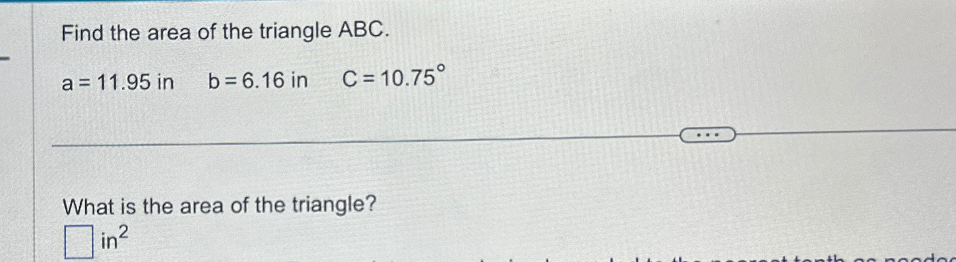 Solved Find the area of the triangle | Chegg.com