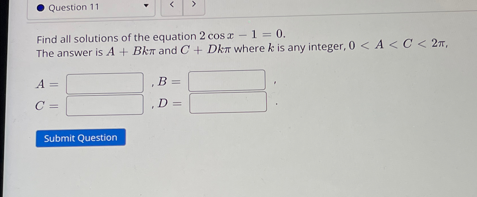 Solved Question 11Find all solutions of the equation | Chegg.com