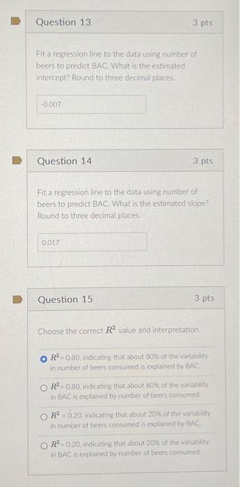 Solved Problem 3: How welt deses the number of beers a | Chegg.com