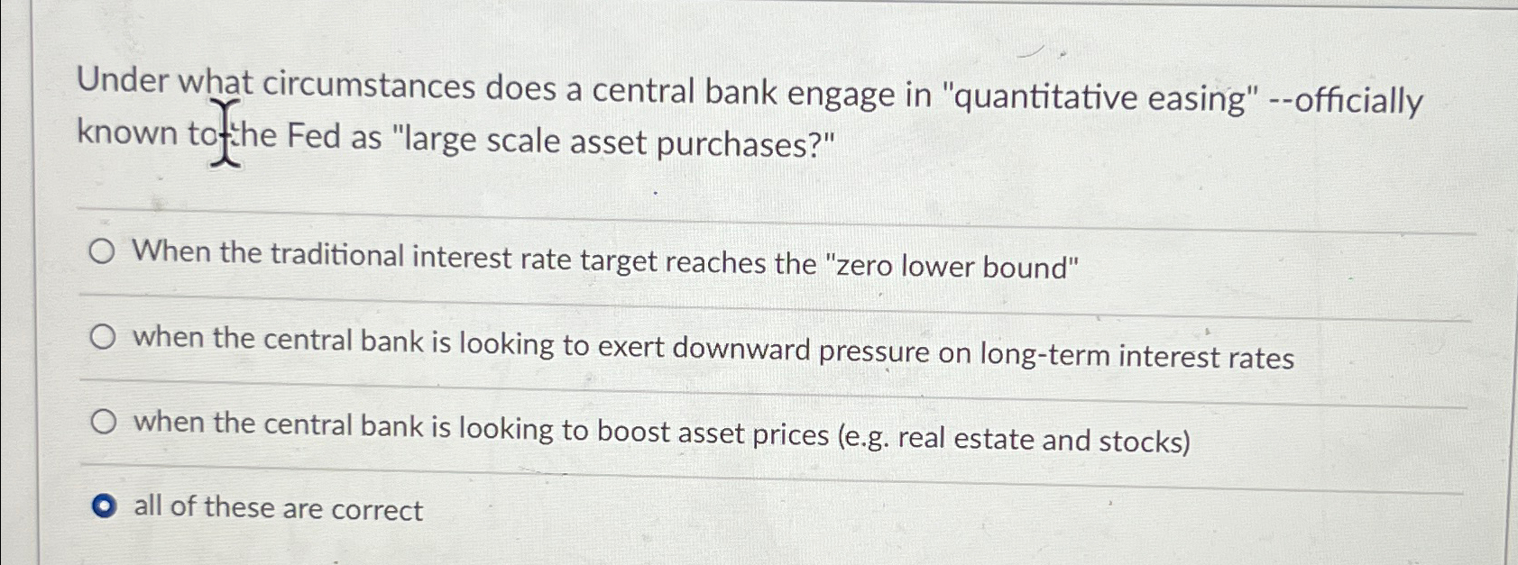 Solved Under what circumstances does a central bank engage | Chegg.com